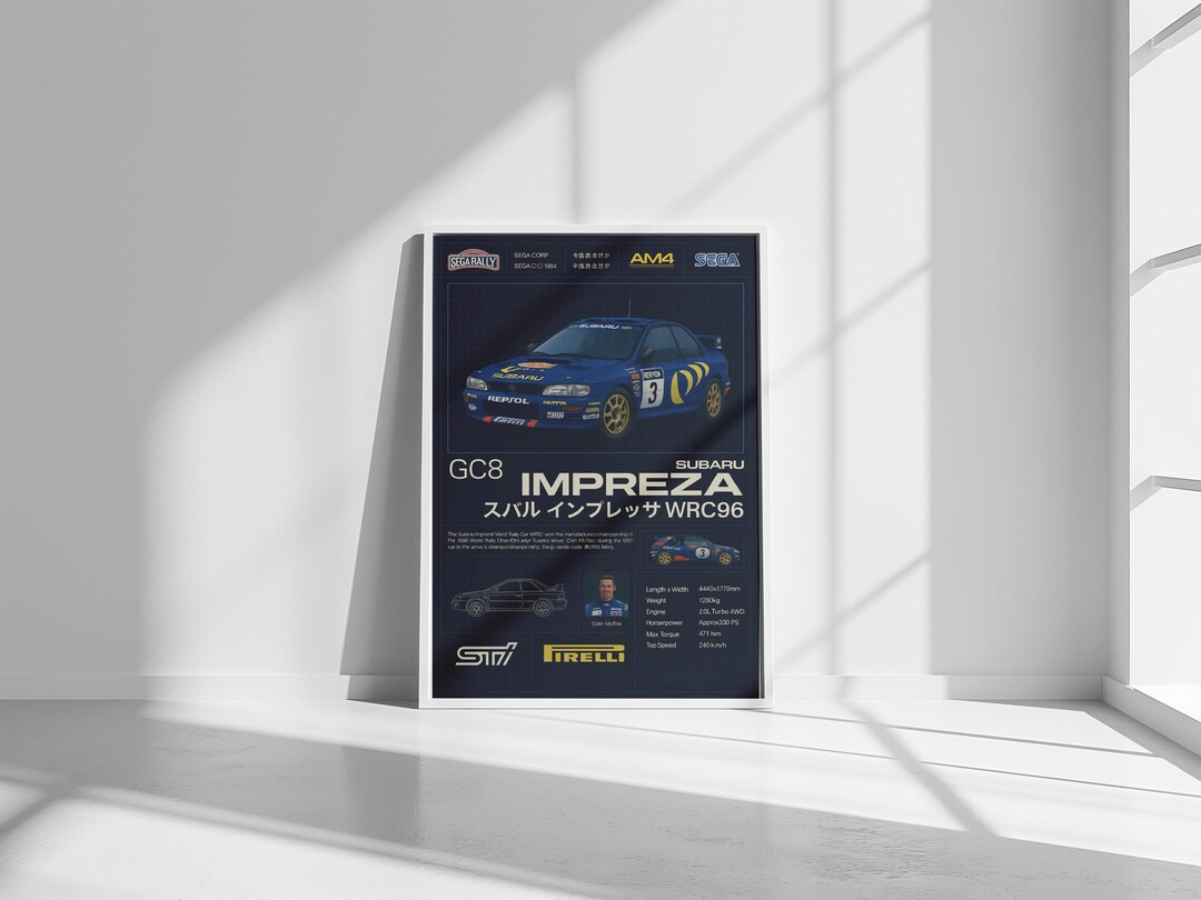 Subaru Impreza GC8 WRC96 Rolled Poster | Car Decor, Wall Art, Gift for ...