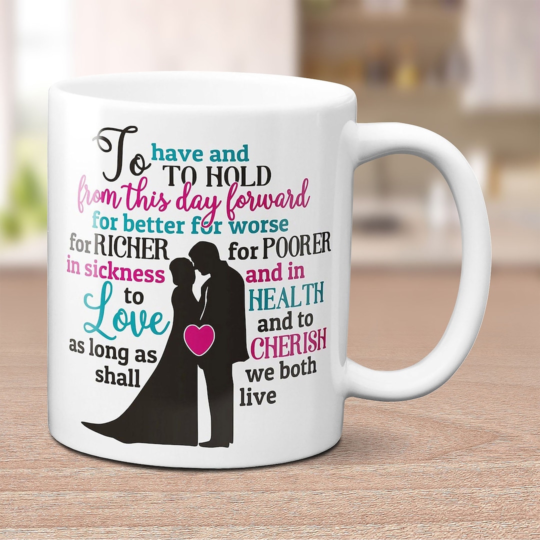 Amor y risas: Taza personalizada con cita de matrimonio para regalos de ...