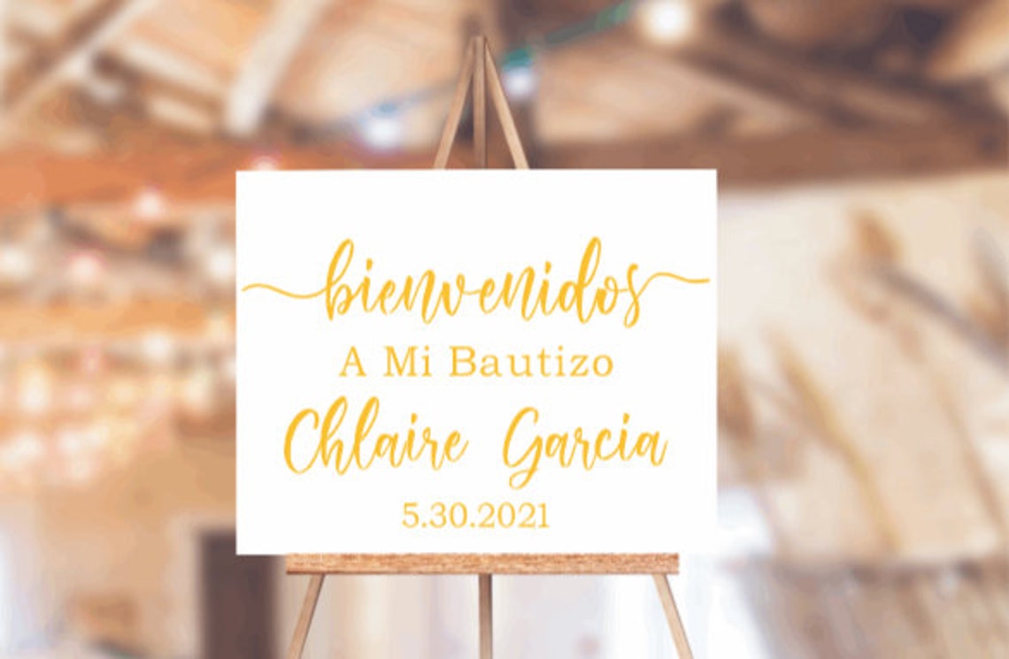 Bienvenidos a Mi Bautizo Sign Decals. Bautizo Sign Stickers. - Etsy Finland