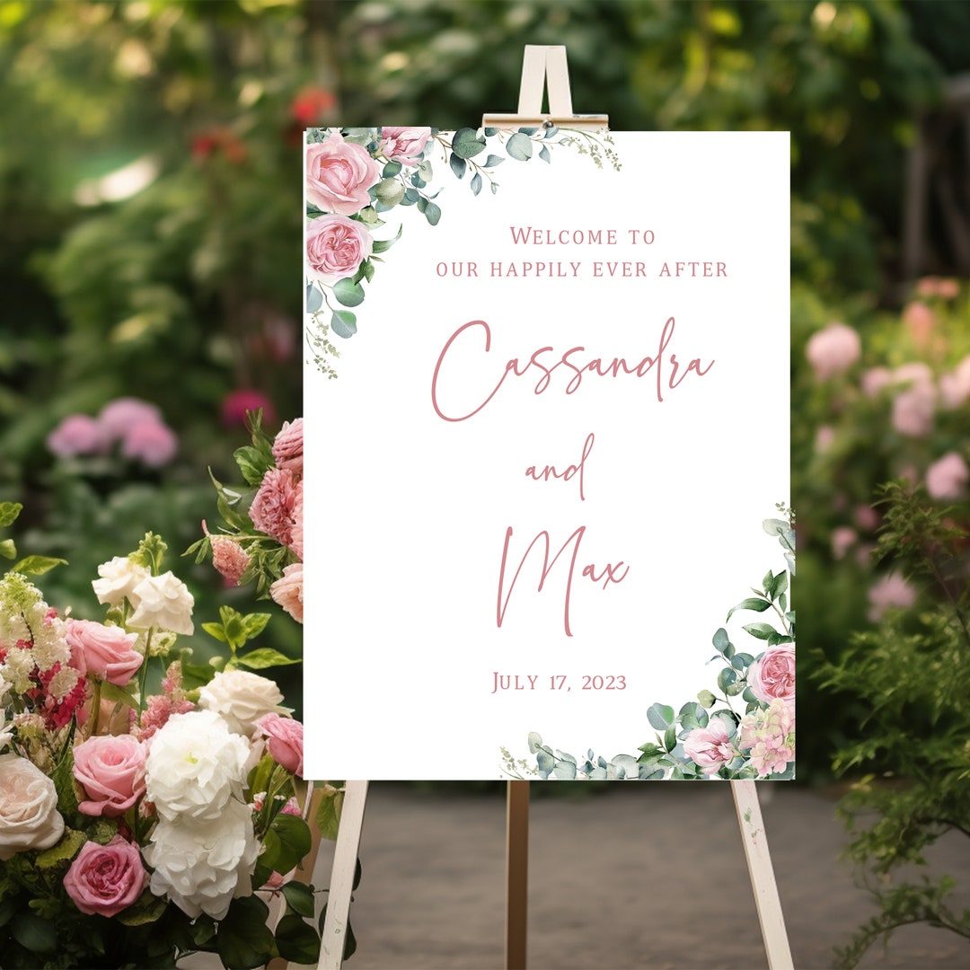 Wedding Welcome Sign. Spring / Summer Wedding Sign. Canvas, Acrylic ...