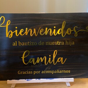Bienvenidos a Mi Bautizo Sign. Bienvenidos Signs. Wood Baptism Sign ...