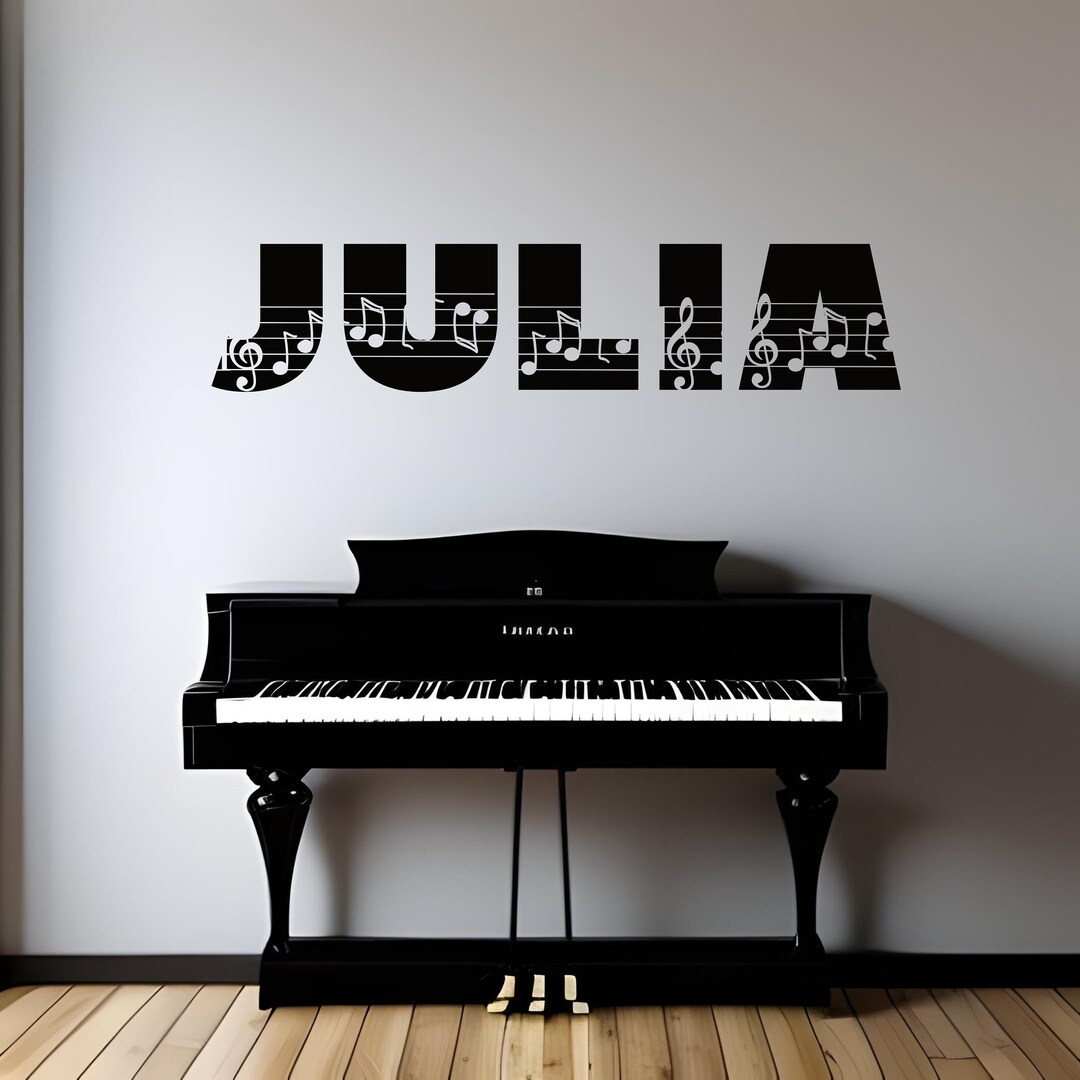 Music Themed Name Wall Sticker. Music Wall Decals. Musical Note ...