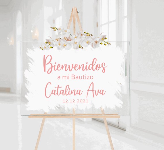 Party Décor Paper & Party Supplies A mi bautizo Bienvenidos signs. Wood ...