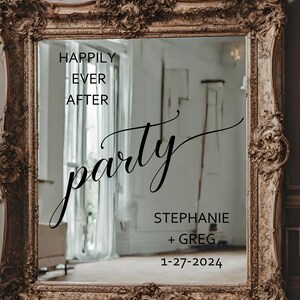 Happily Ever After Party Sign Decals. Reception Sign Stickers. Vinyl ...