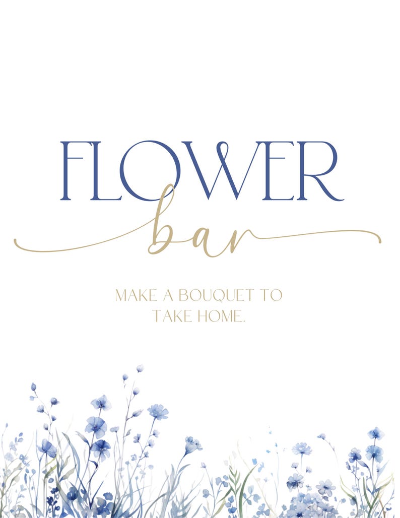 Baby in Bloom Shower Bundle, Boy, Blue Floral Theme (editable Download ...
