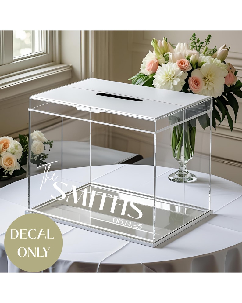 Custom Last Name & Date Cards Decal for Wedding Card Box. Sticker for ...