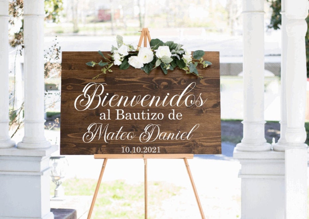 Bienvenidos A Mi Bautizo Sign Stickers. Spanish Baptism Sign Decals ...