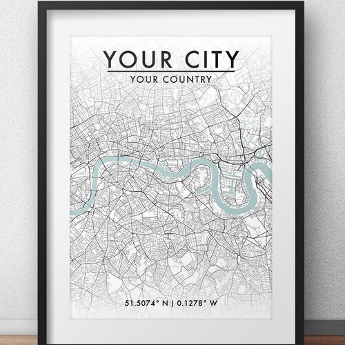 Custom City Print Any City Map Street Map Art Custom Map - Etsy UK
