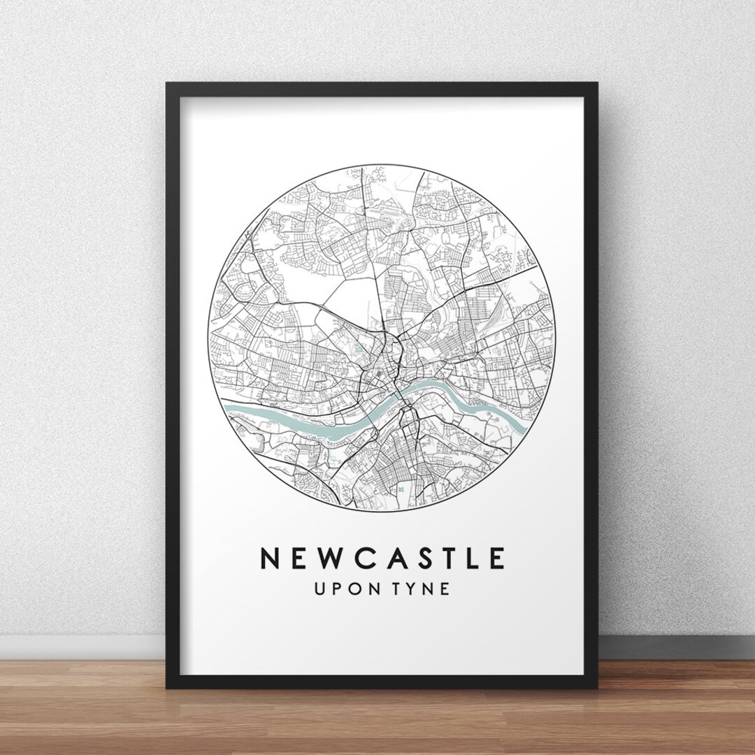 Newcastle City Map Print, Street Map Art, Newcastle Map Poster ...