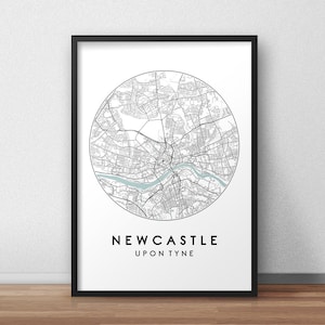Newcastle City Map Print, Street Map Art, Newcastle Map Poster ...