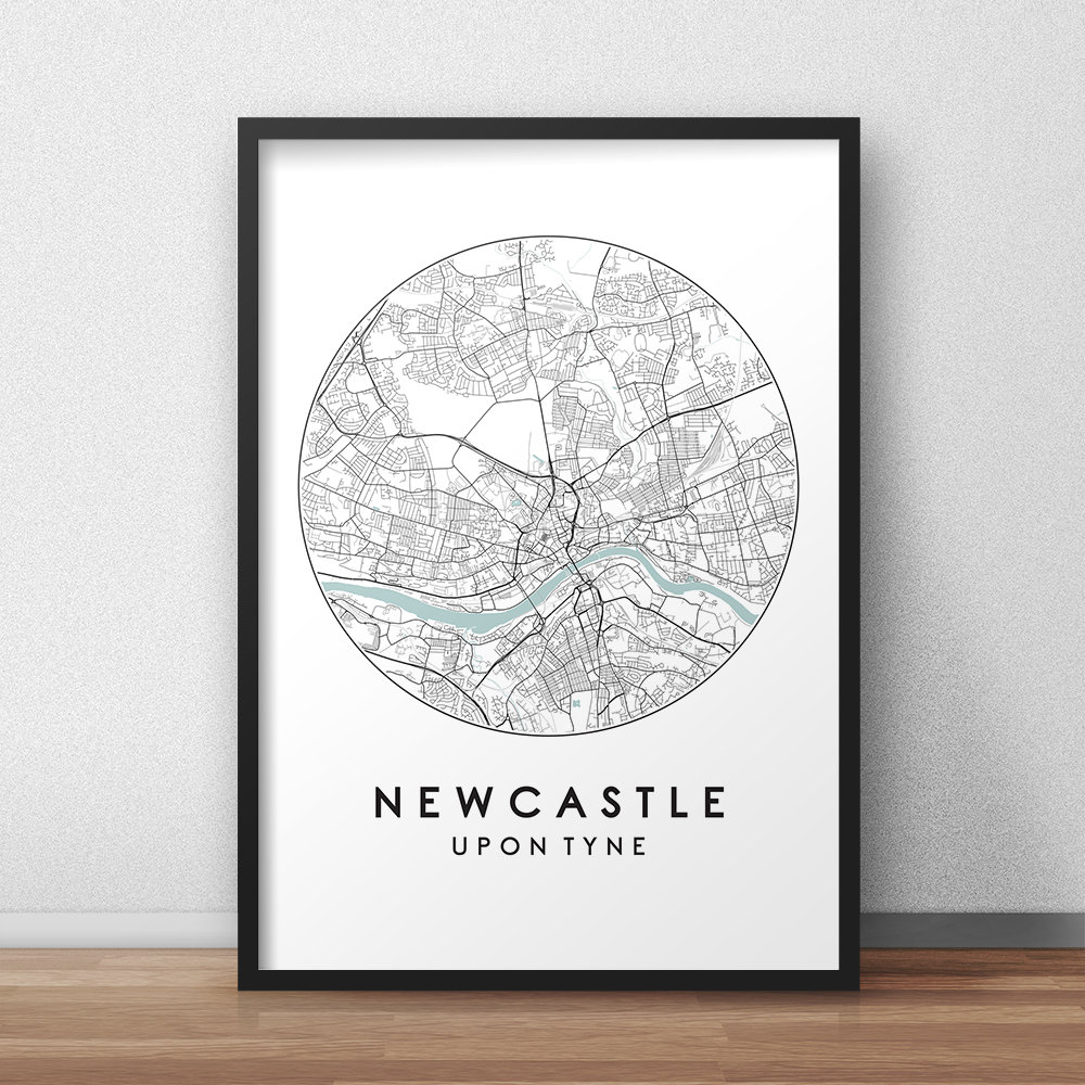 Newcastle City Map Print Street Map Art Newcastle Map | Etsy