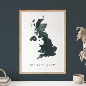 UK Map Watercolour Print, Watercolor Map Art, United Kingdom Map Poster ...