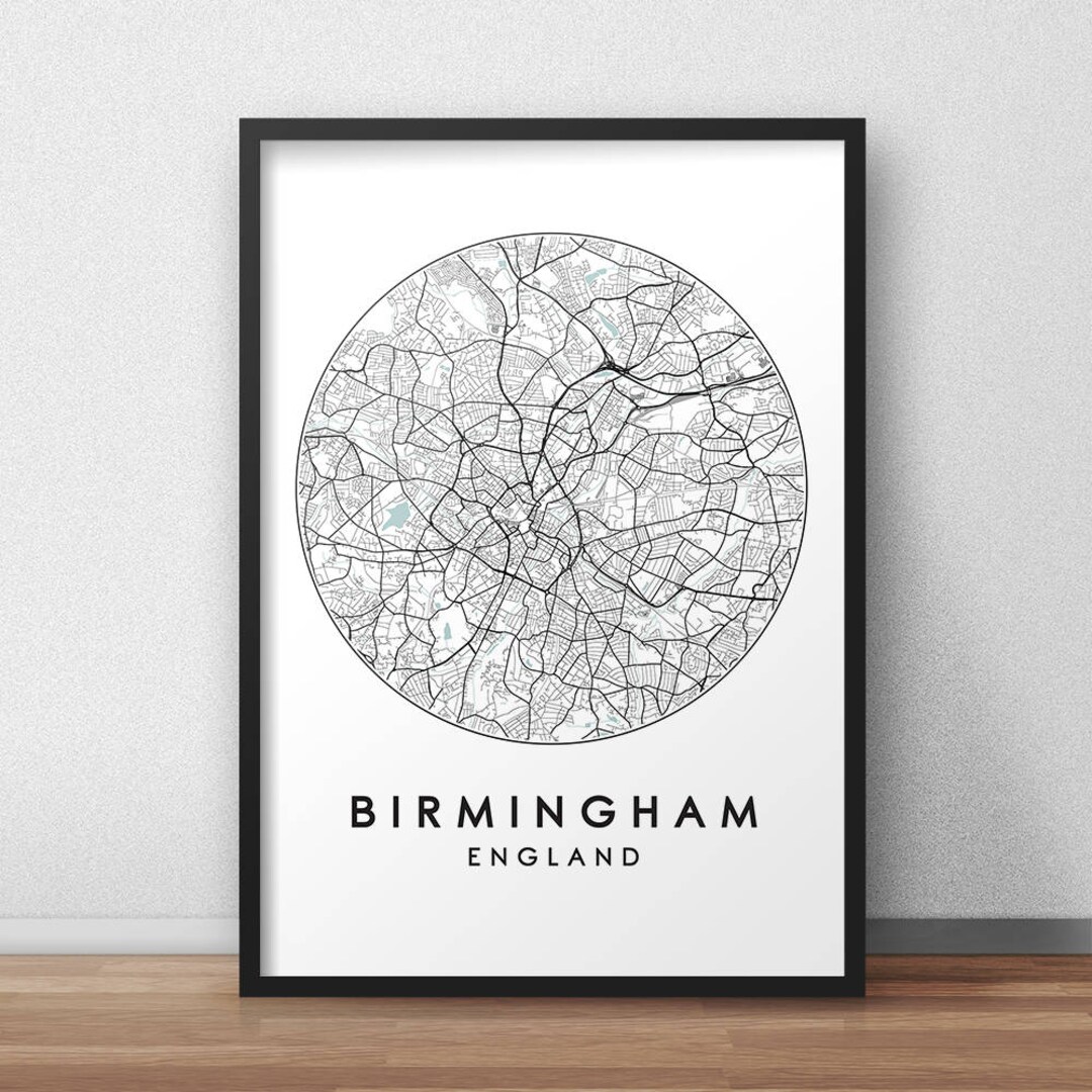 Birmingham City Map Print, Street Map Art, Birmingham Map Poster ...