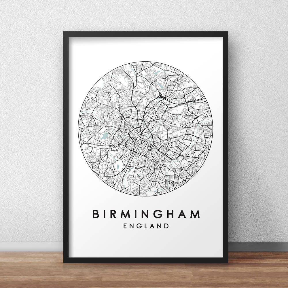 Birmingham City Map Print, Street Map Art, Birmingham Map Poster ...