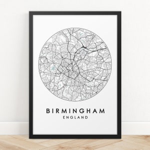 Birmingham City Map Print, Street Map Art, Birmingham Map Poster ...