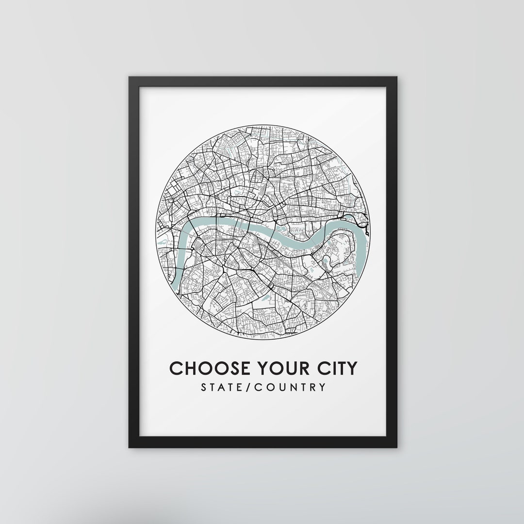Custom City Map Print Any City Map Custom Map Print City Map Wall Art ...