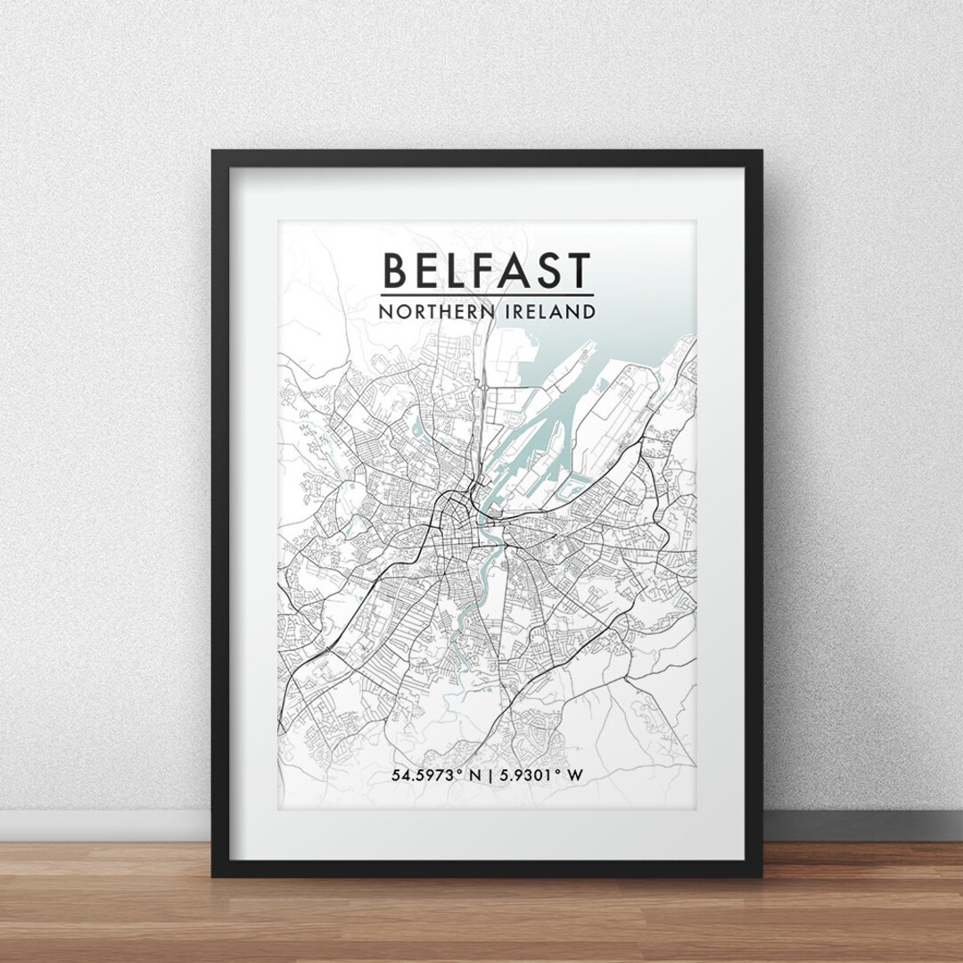 Belfast City Map Print, Street Map Art, Belfast Map Poster, Belfast Map ...