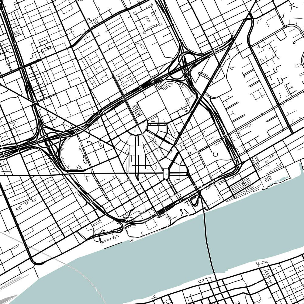 Detroit City Map Print, Street Map Art, Detroit Map Poster, Detroit Map ...