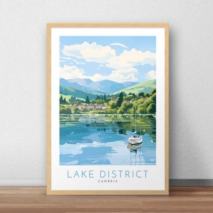 Lake District Travel Poster Wall Art Print Lake District Poster Lake ...