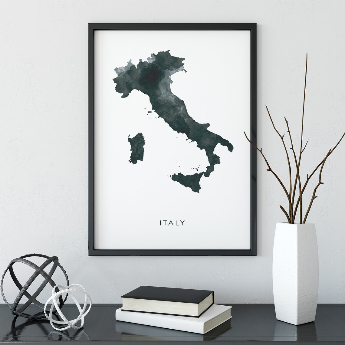 Italy Map Watercolour Print, Watercolor Map Art, Italy Map Poster ...