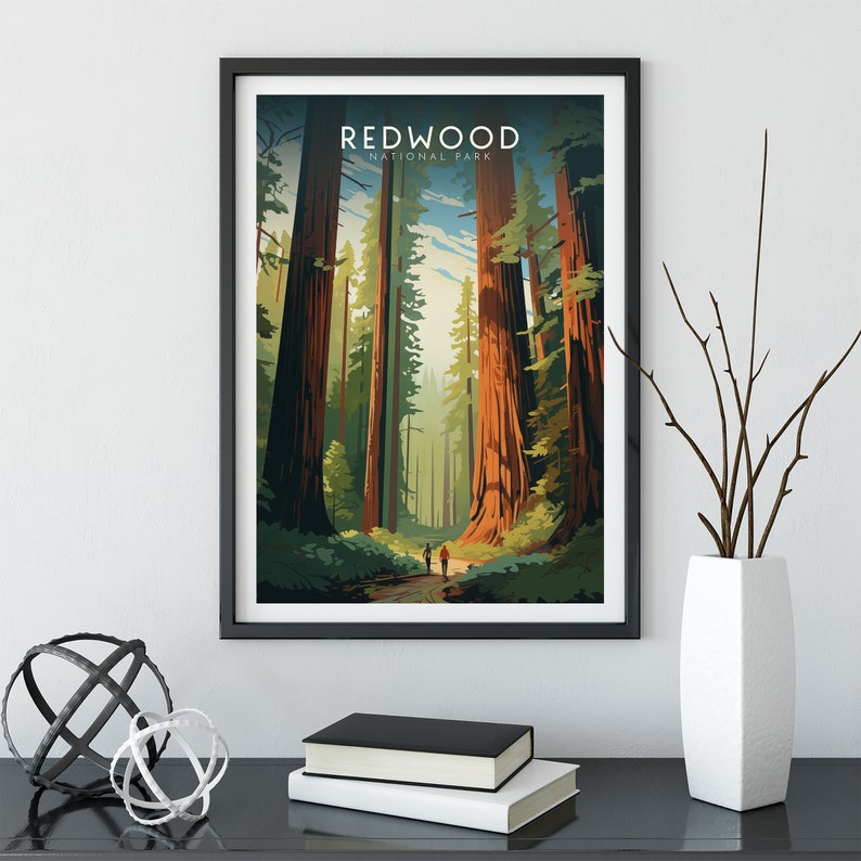 Redwood National Park Travel Poster Wall Art Print Redwood Poster ...