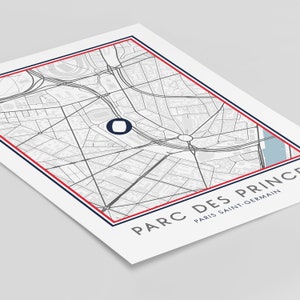 Parc Des Princes Stadium Map Print, Paris Saint-germain Print, Football ...