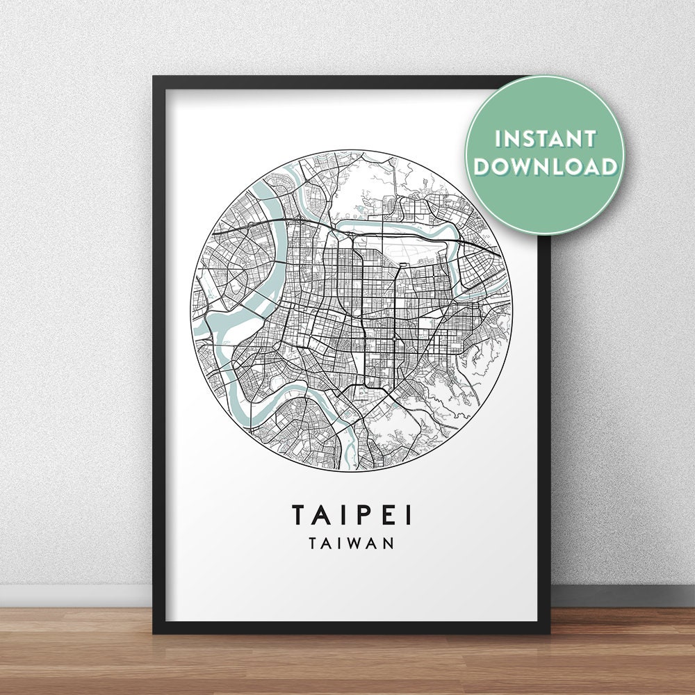 Taipei City Map Printable Street Map Art Taipei Map Print - Etsy UK