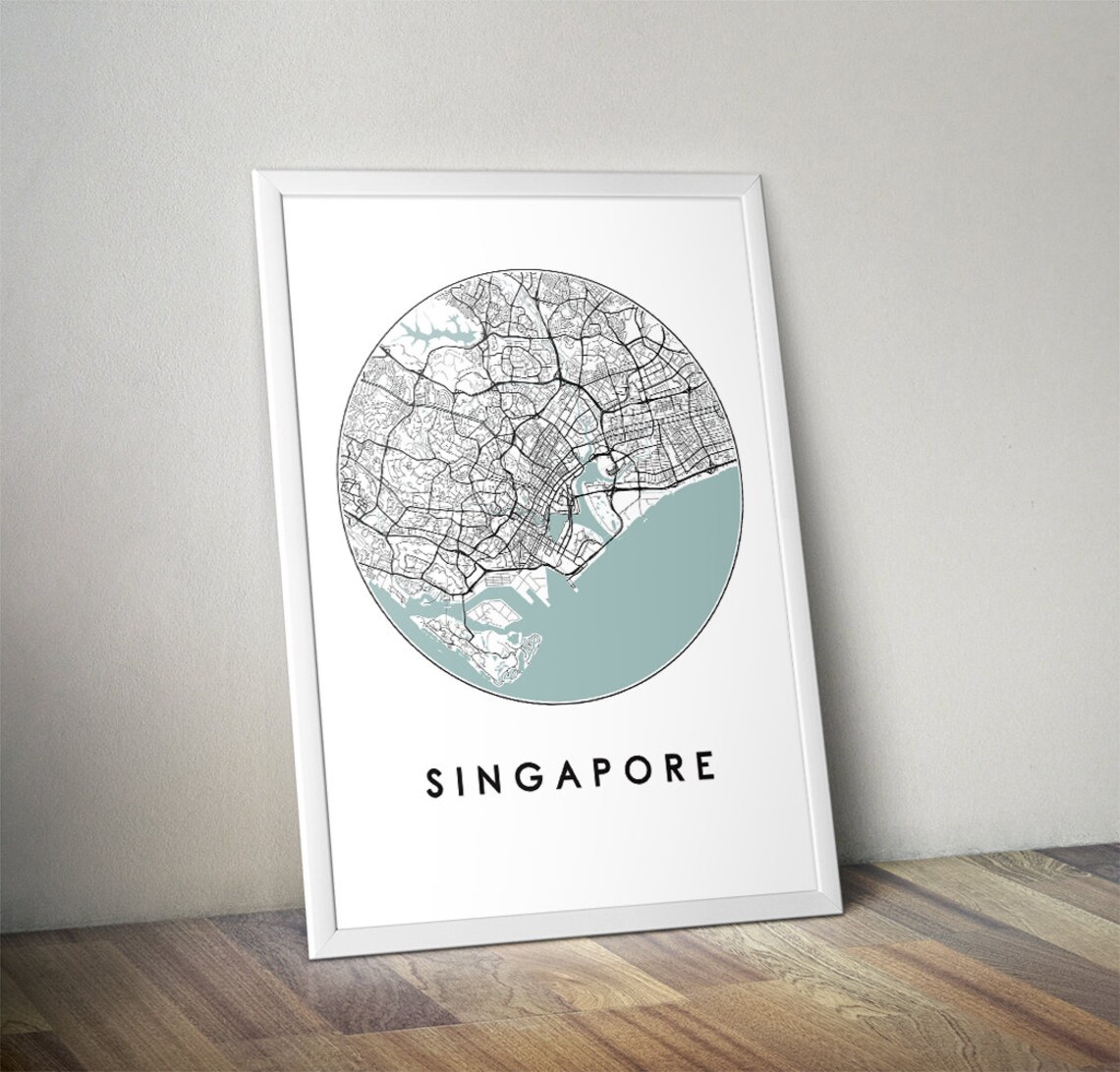 Singapore City Map Printable, Street Map Art, Singapore Map Print, City ...