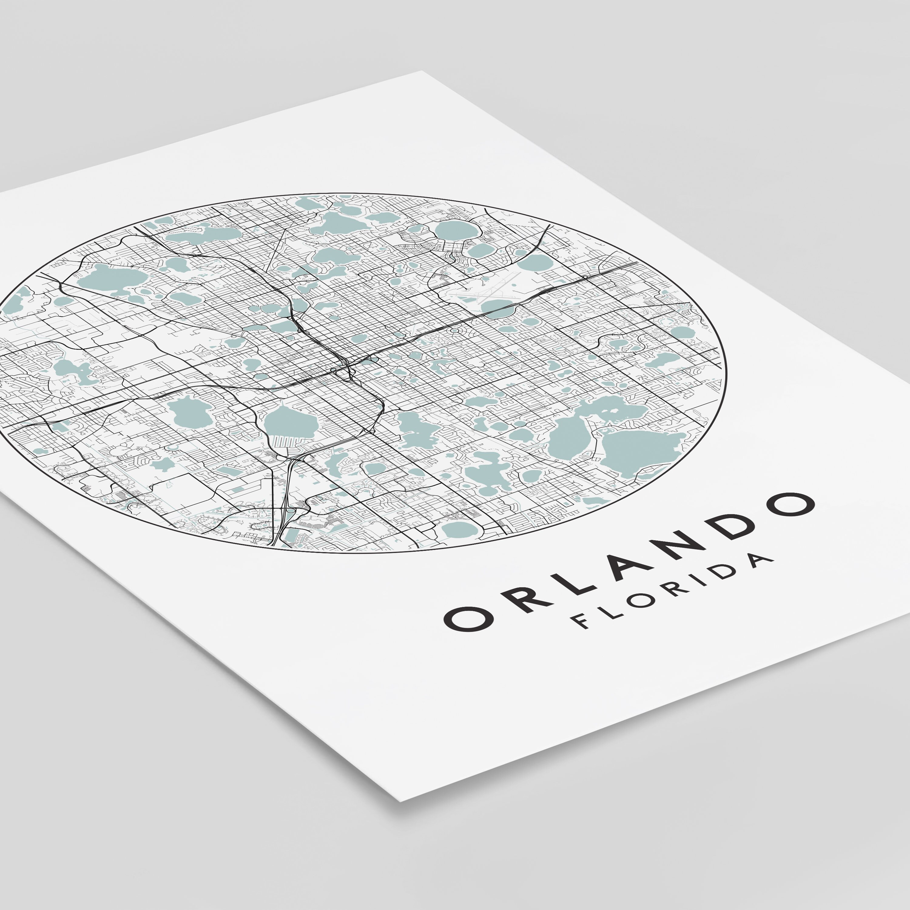 Orlando City Map Print Street Map Art Orlando Map Poster | Etsy
