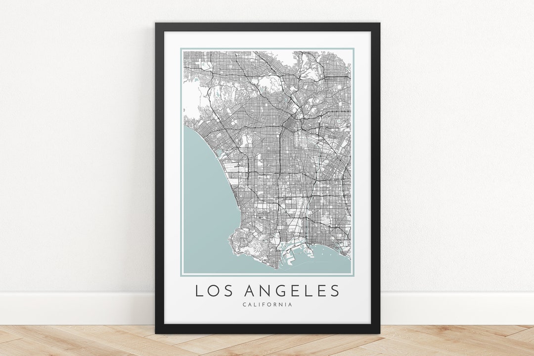 Los Angeles City Map Art Print: LA Street Map Travel Poster - Etsy