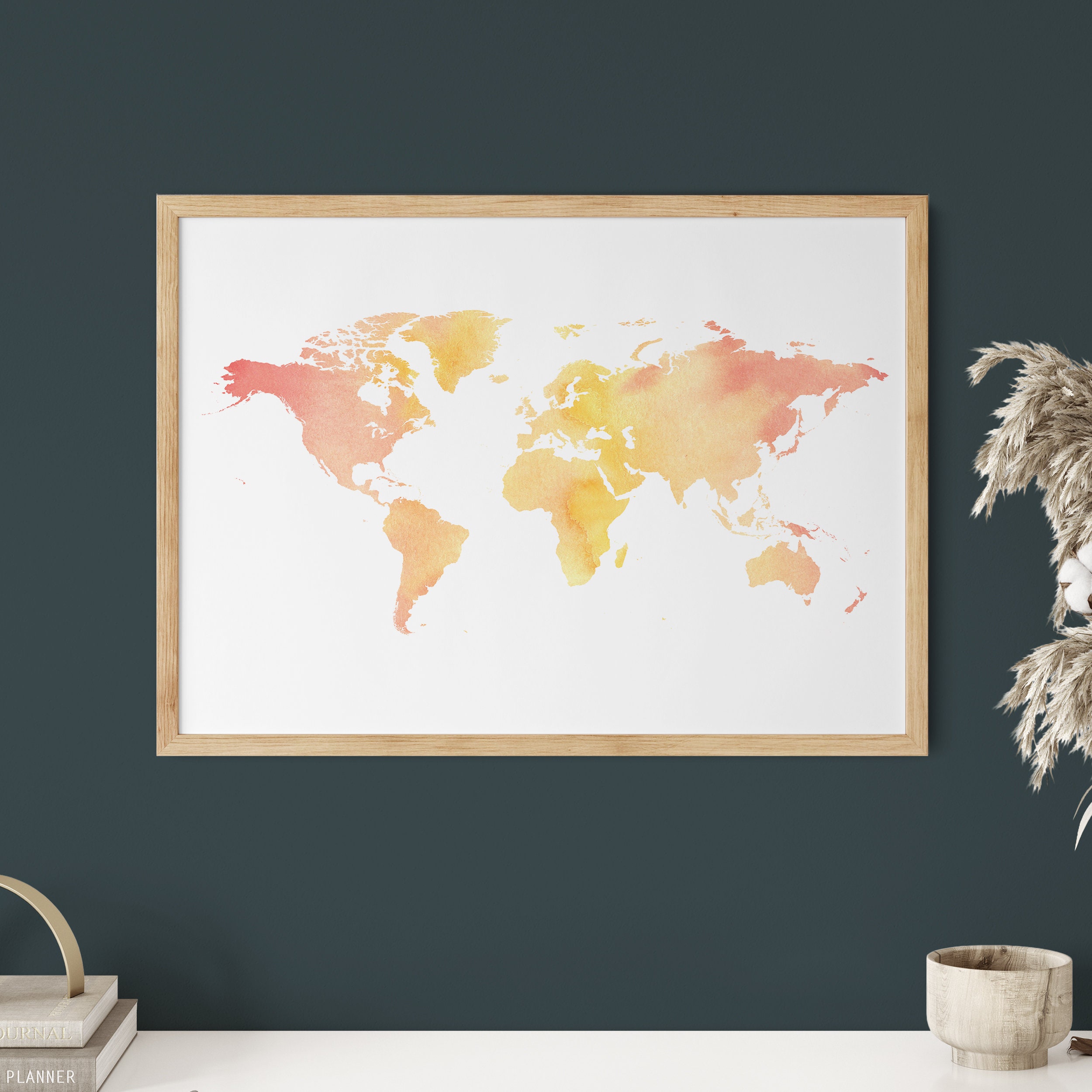 World Map Watercolour Print, Watercolor Map Art, World Map Poster ...