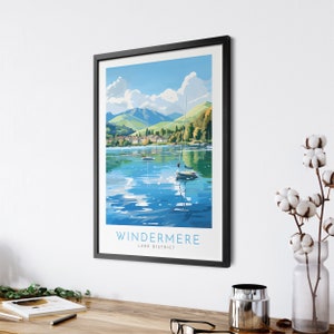 Windermere Lake District Travel Poster Wall Art Print Windermere Poster ...