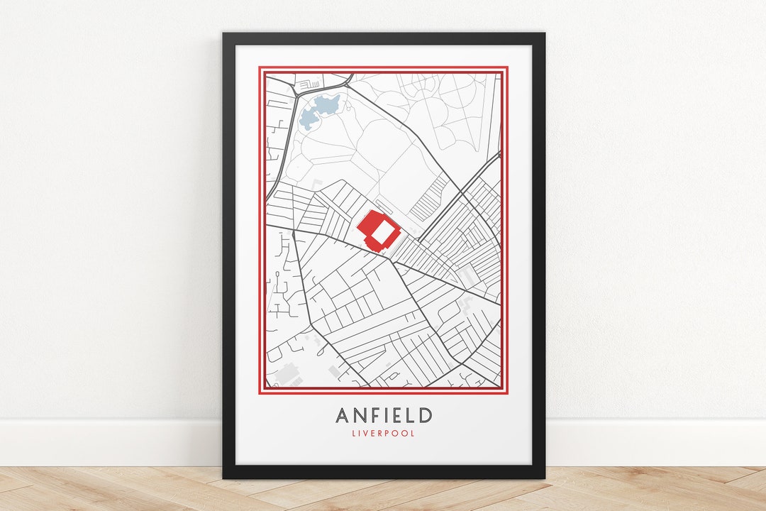 Anfield Stadium Map Print, Liverpool FC Print, Football Club Print, Any ...