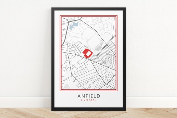 Anfield Stadium Map Print Liverpool FC Print Football Club - Etsy