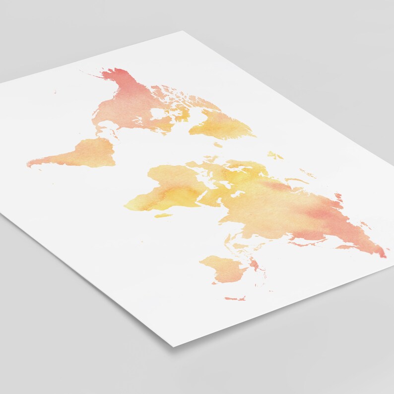 World Map Watercolour Print, Watercolor Map Art, World Map Poster ...