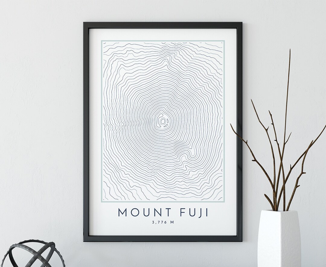 Mount Fuji Topographic Map Print, Contour Lines Map Print, Mount Fuji ...