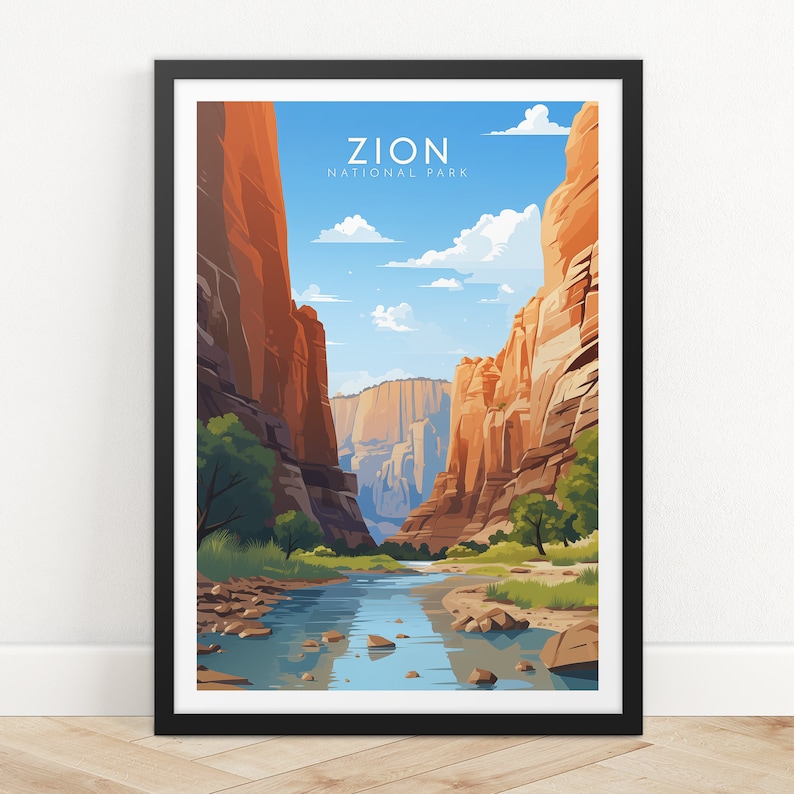 Zion National Park Travel Poster Wall Art Print Zion Poster Zion Print ...