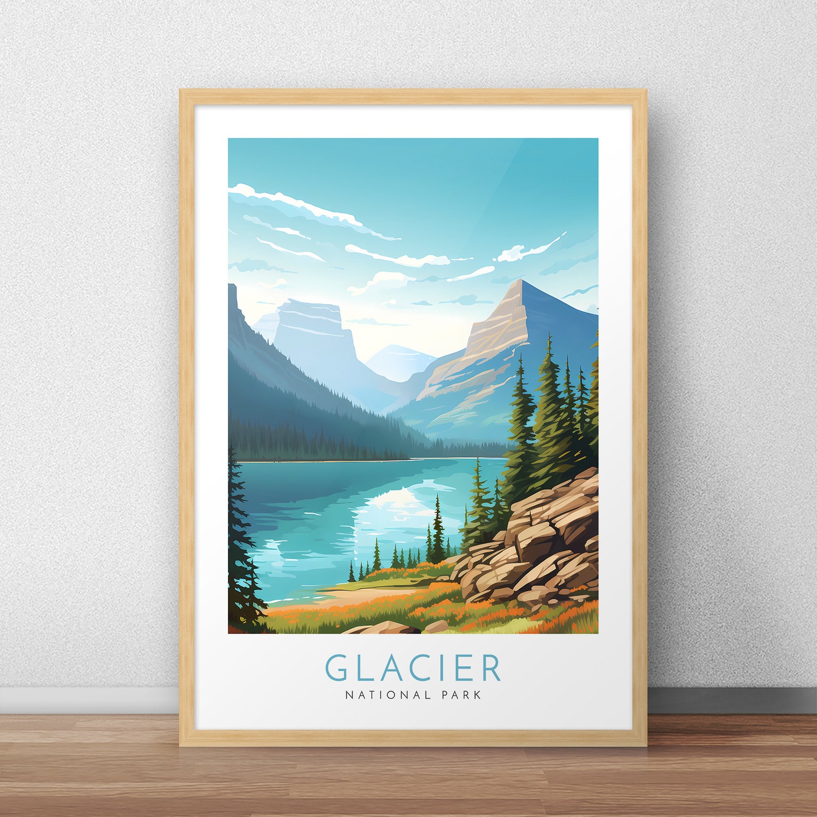 Glacier National Park Travel Poster Wall Art Print Glacier Poster ...