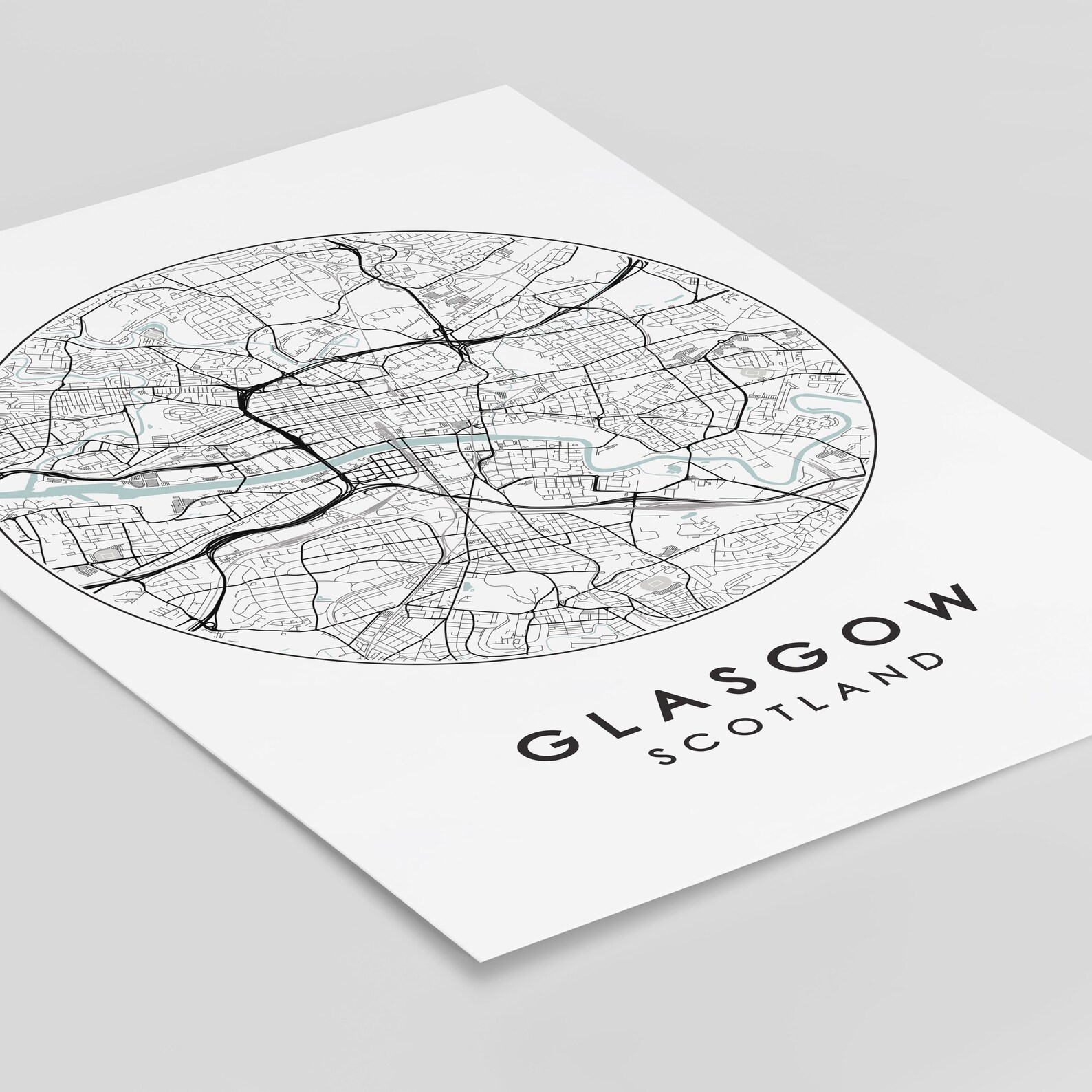 Glasgow City Map Print Street Map Art Glasgow Map Poster | Etsy