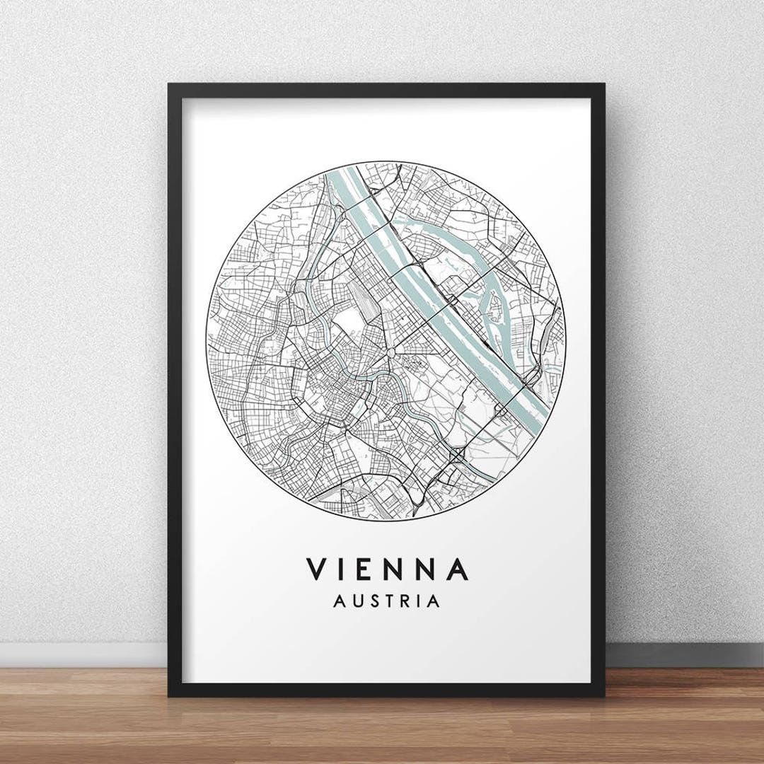 Vienna City Map Print, Street Map Art, Vienna Map Poster, Vienna Map ...