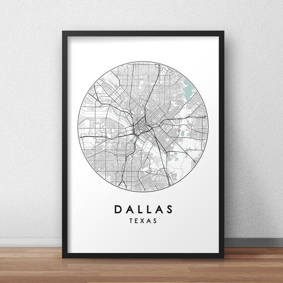 Dallas City Map Print Street Map Art Dallas Map Poster | Etsy