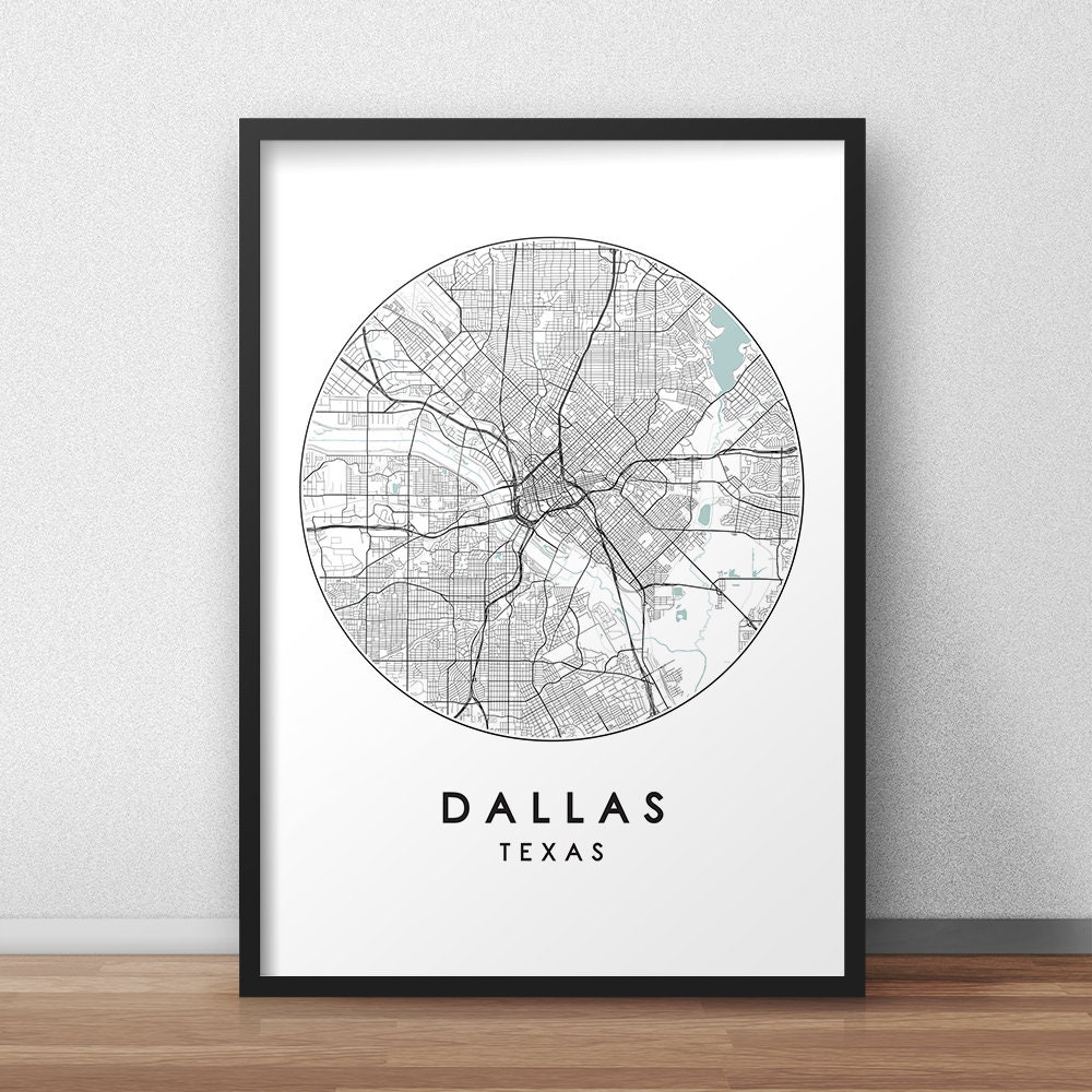 Dallas City Map Print Street Map Art Dallas Map Poster - Etsy Singapore
