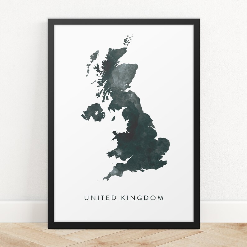 UK Map Watercolour Print Watercolor Map Art United Kingdom - Etsy