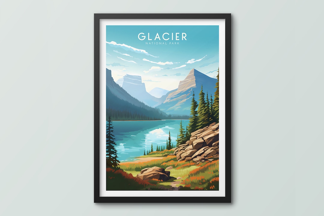 Glacier National Park Travel Poster Wall Art Print Glacier Poster ...