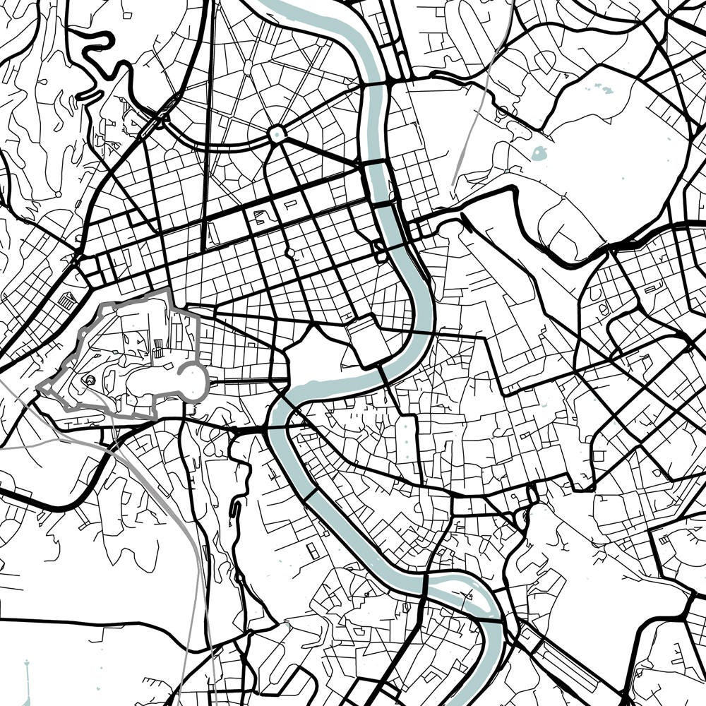 Rome City Map Print Street Map Art Rome Map Poster Rome Map - Etsy