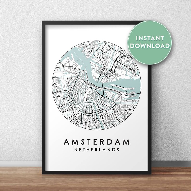 Amsterdam City Map Printable Street Map Art Amsterdam Map - Etsy UK