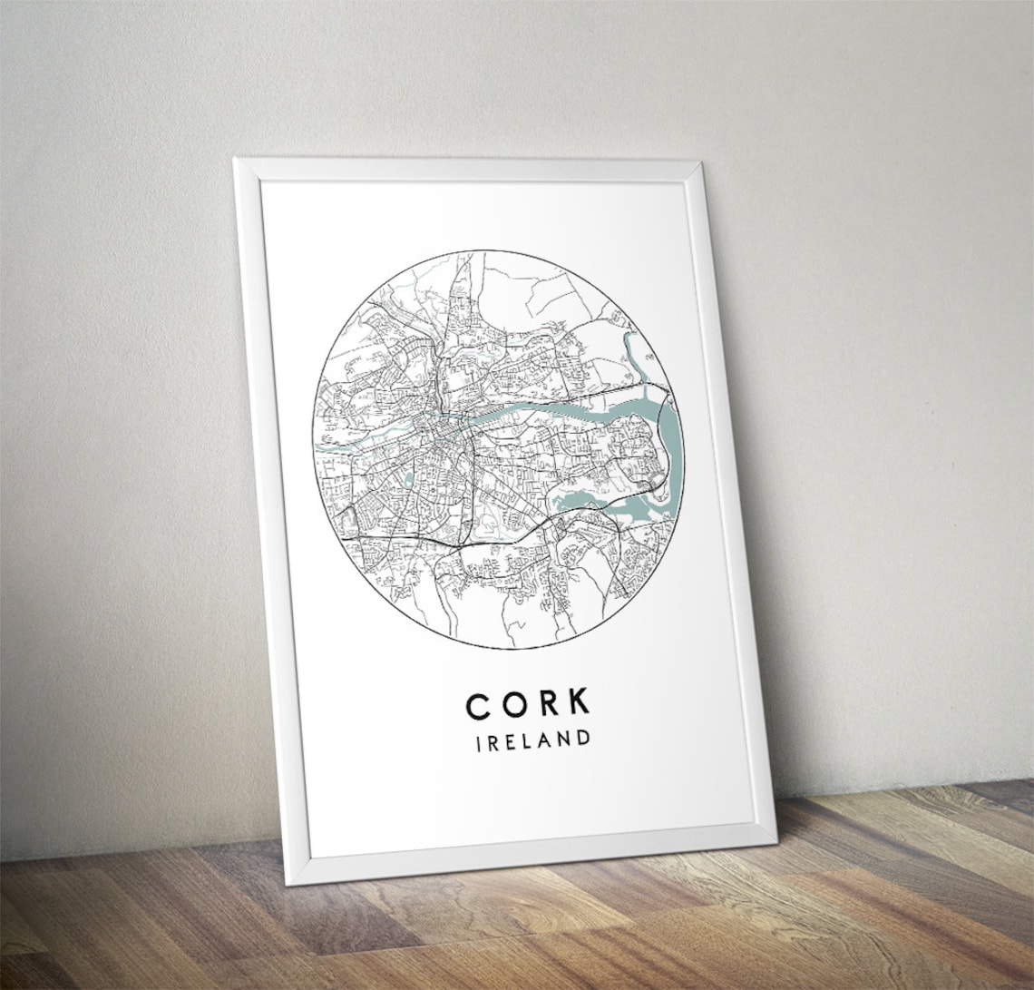 Cork City Map Printable Street Map Art Cork Map Print City | Etsy