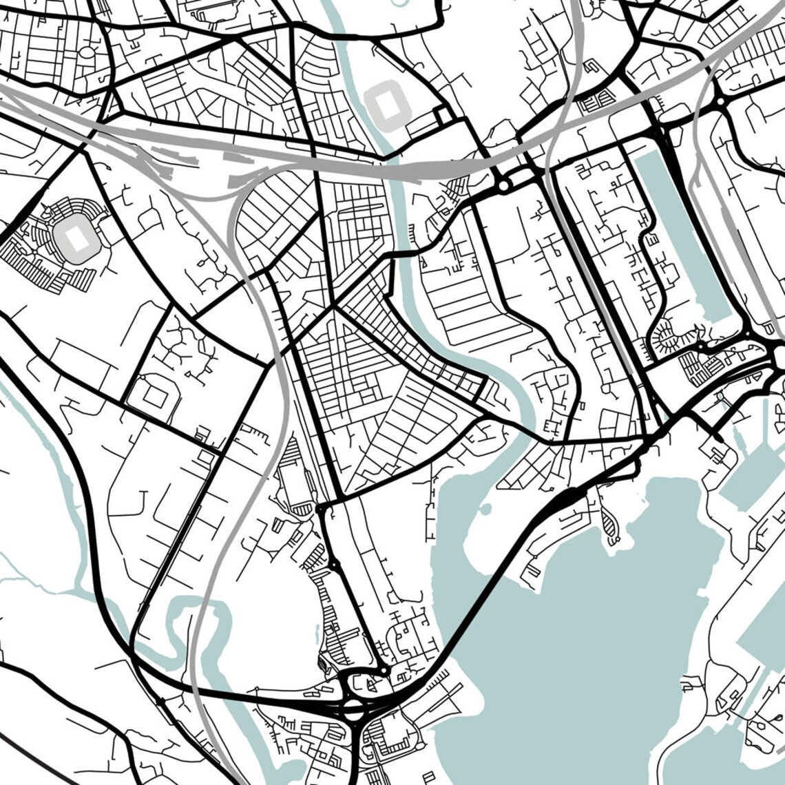Cardiff City Map Printable Street Map Art Cardiff Map Print - Etsy