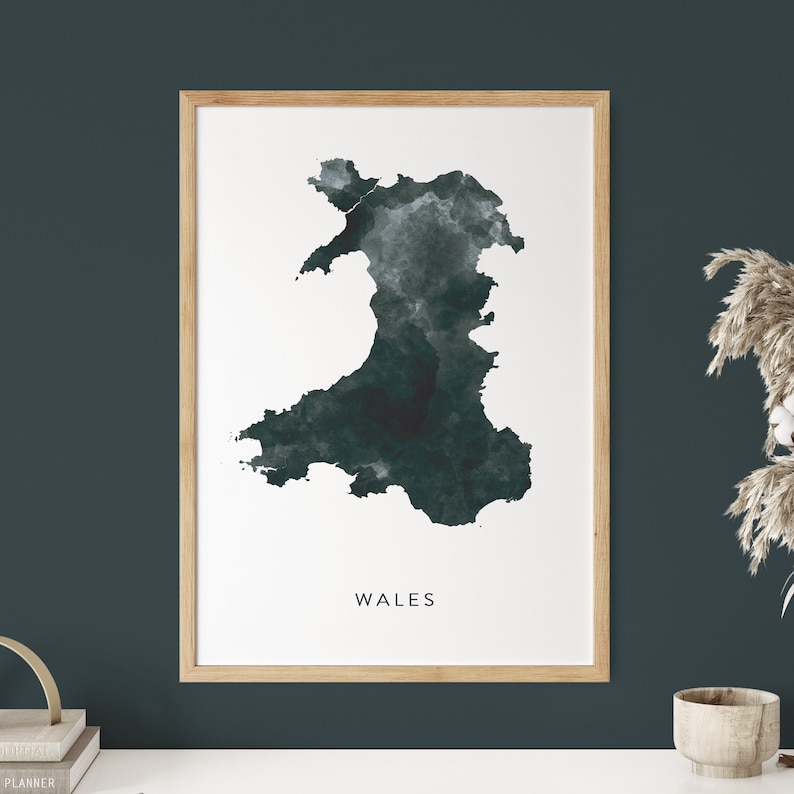 Wales Map Watercolour Print, Watercolor Map Art, Wales Map Poster ...