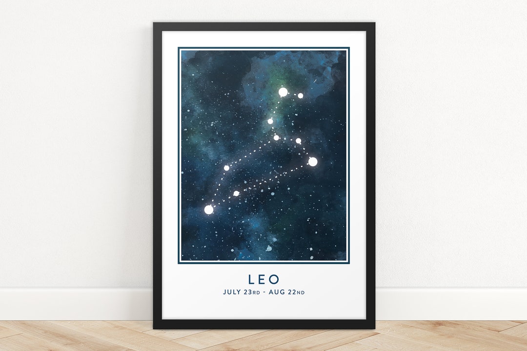 Leo Star Sign Print, Constellation Art Print, Horoscope Print, Star Map ...